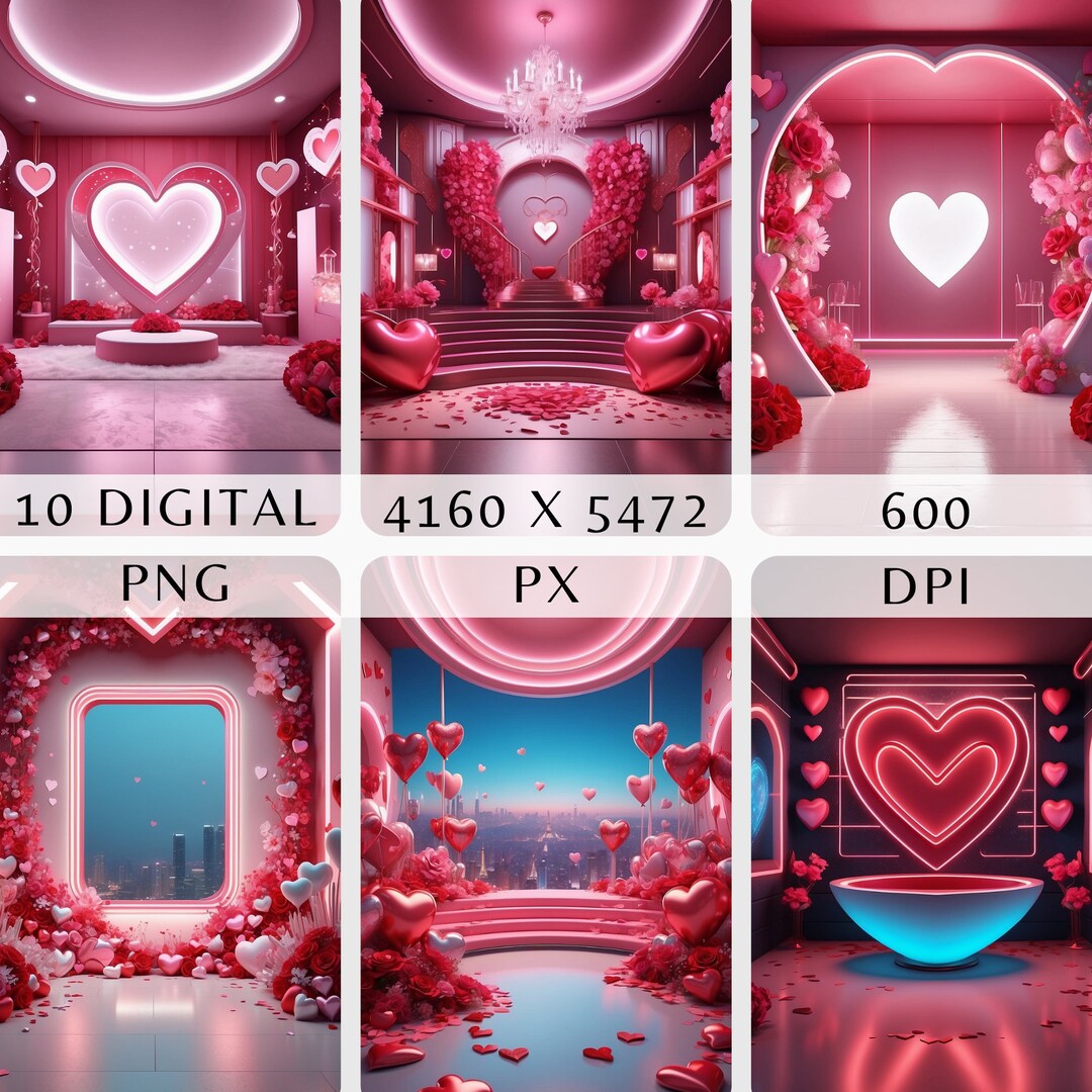 Digital Valentine's Day Backdrop, Romantic Photo Background,background ...
