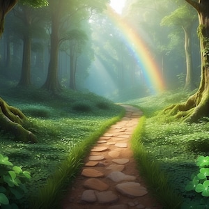Shamrock Forest Digital Backdrop | Path to Rainbow, St. Patrick's Day ...