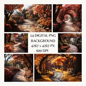 Golden Autumn Walkway Backgrounds for Photoshop - Immerse Your Photos ...