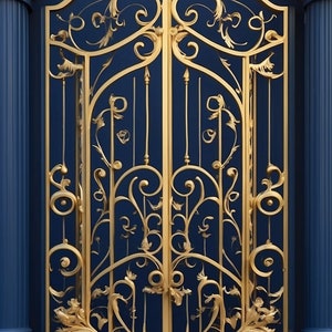 Digital Background A Majestic Midnight Blue and Gold Gate, Gold Gate ...
