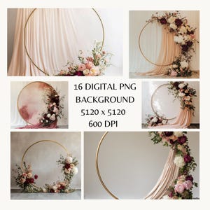 Elegant Floral Hoop Backdrop With Draped Fabric for Weddings, Baby ...