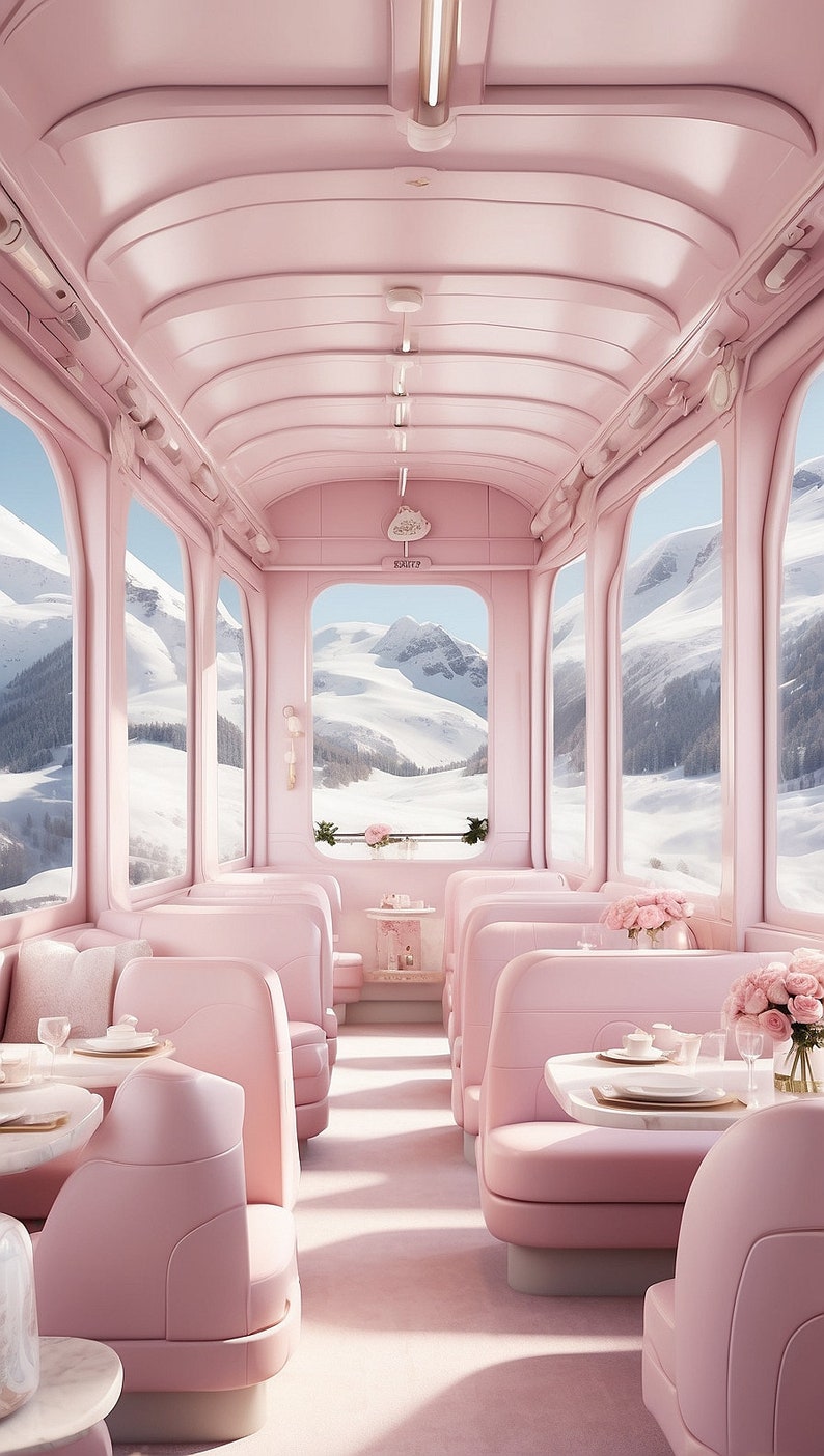 Digital Backdrop Pink Train Interior Vintage Travel-themed Photo ...