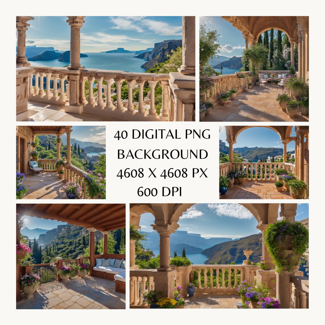 Breathtaking Greek Balcony Digital Backdrop - Ideal for RPG, Themed ...