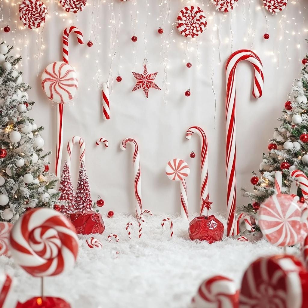Candy Cane Christmas Photography Backdrop, Peppermint Lollipop Holiday ...