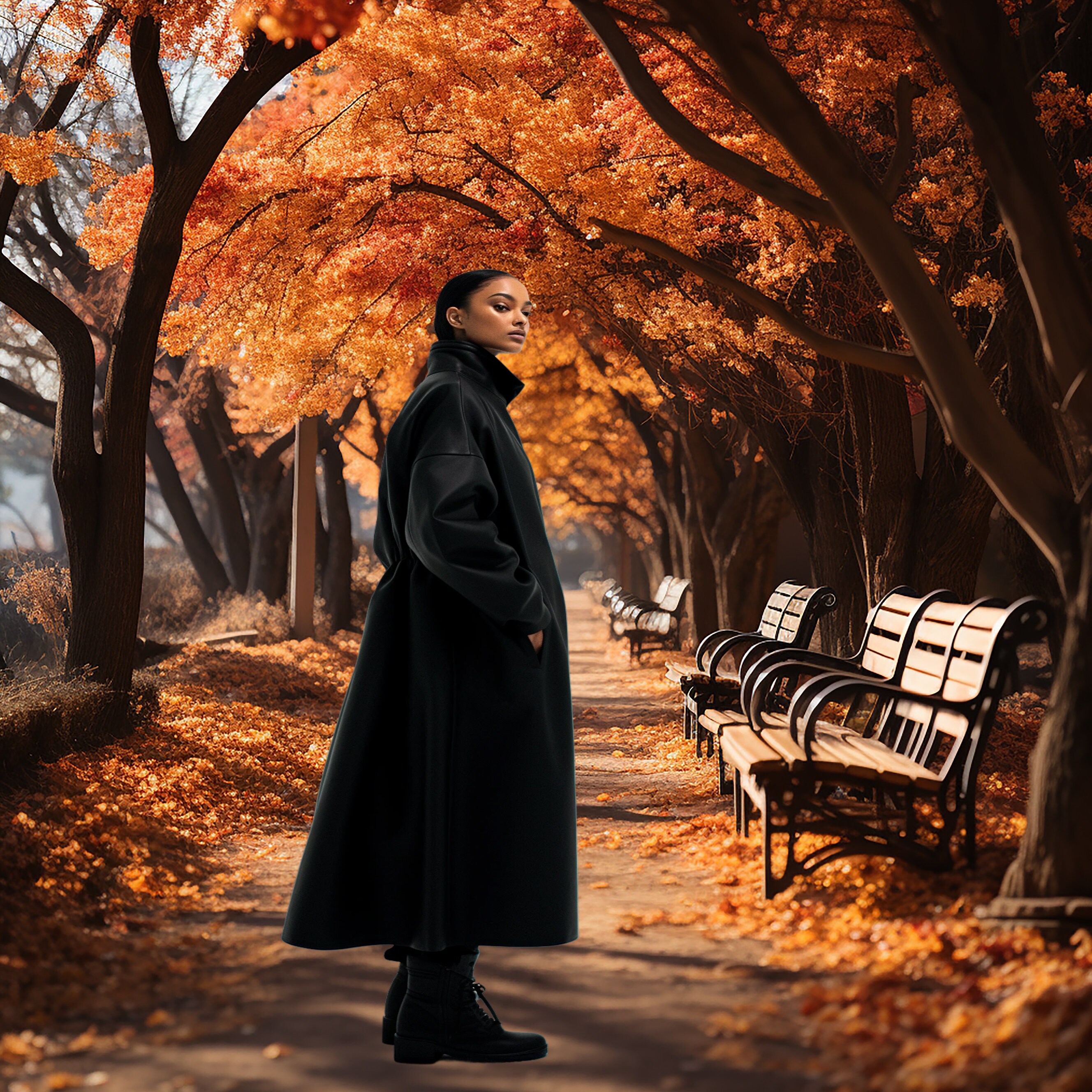 Golden Autumn Walkway Backgrounds for Photoshop - Immerse Your Photos ...