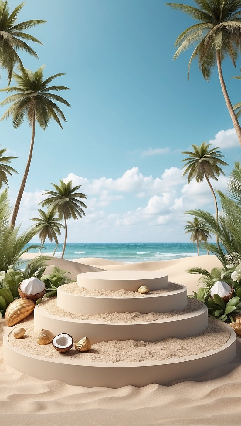 3D Seaside Sand Digital Background Realistic Beach Photo Overlay ...