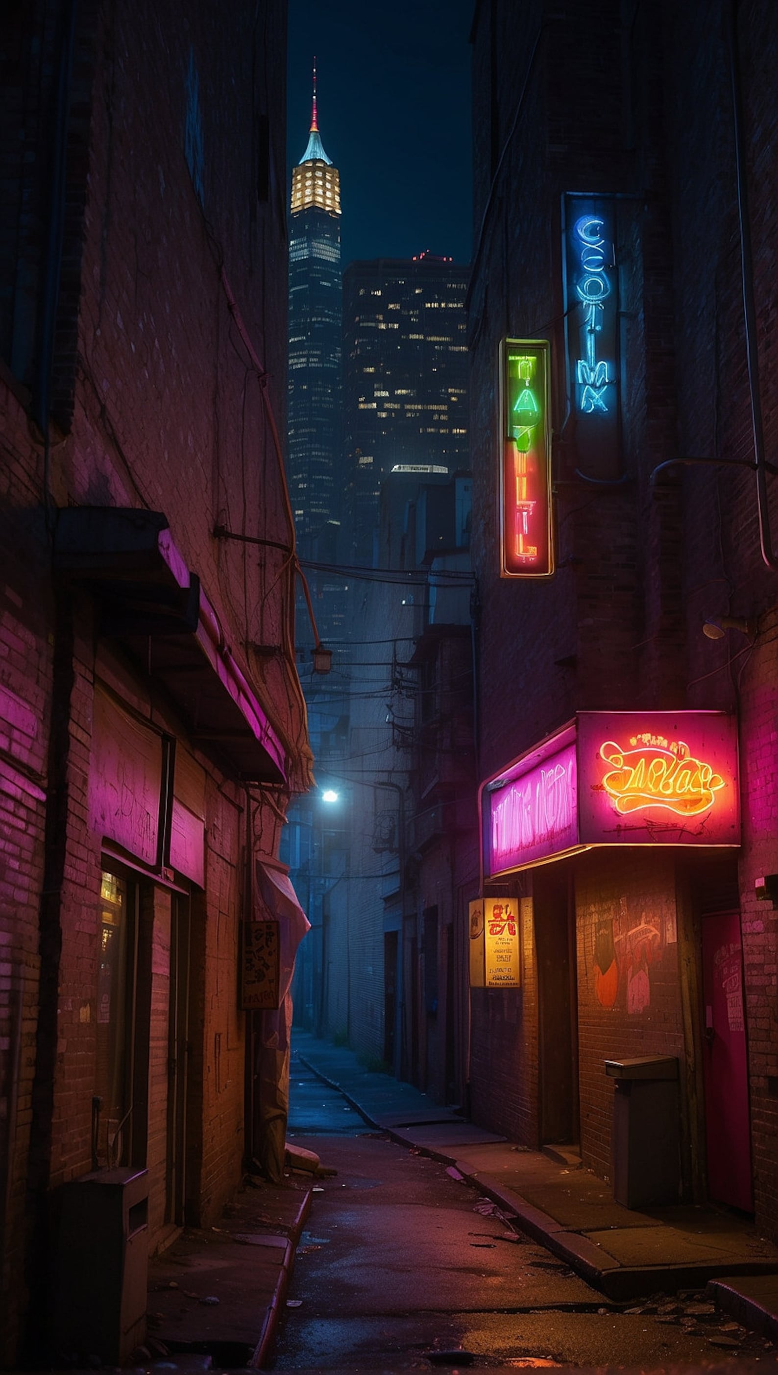 Digital Background Urban Alley | Flickering Neon Lights Overlay | Neon ...