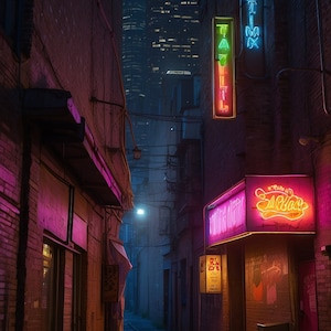 Digital Background Urban Alley | Flickering Neon Lights Overlay | Neon ...