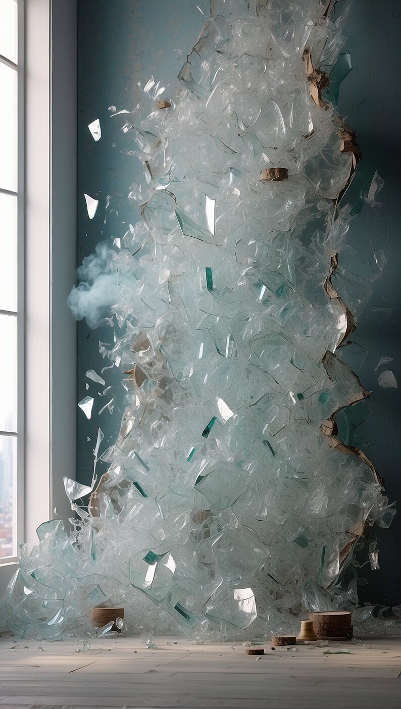 Broken Glass Wall Digital Backdrop | Dramatic Photo Overlay | Shattered ...
