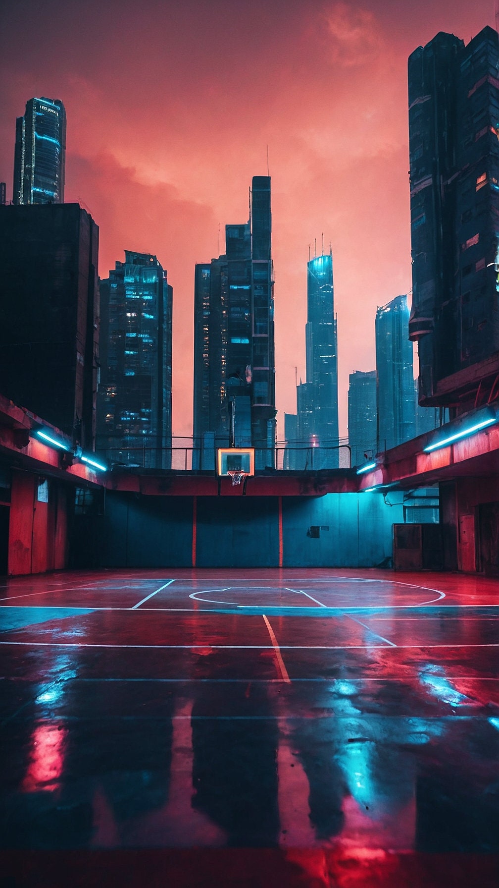 Basketball Court Digital Background | Cyberpunk Sports Overlay ...