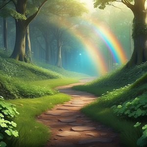 Shamrock Forest Digital Backdrop | Path to Rainbow, St. Patrick's Day ...