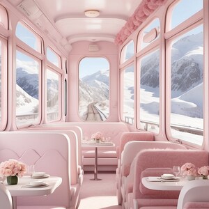 Digital Backdrop Pink Train Interior | Vintage Travel-themed Photo ...
