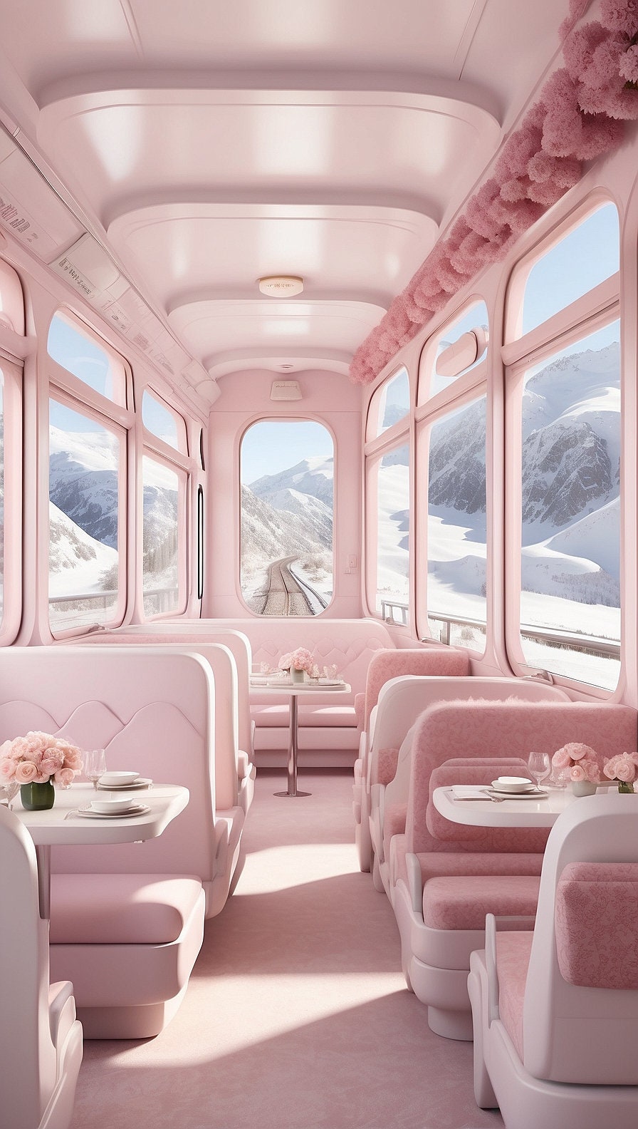 Digital Backdrop Pink Train Interior | Vintage Travel-themed Photo ...