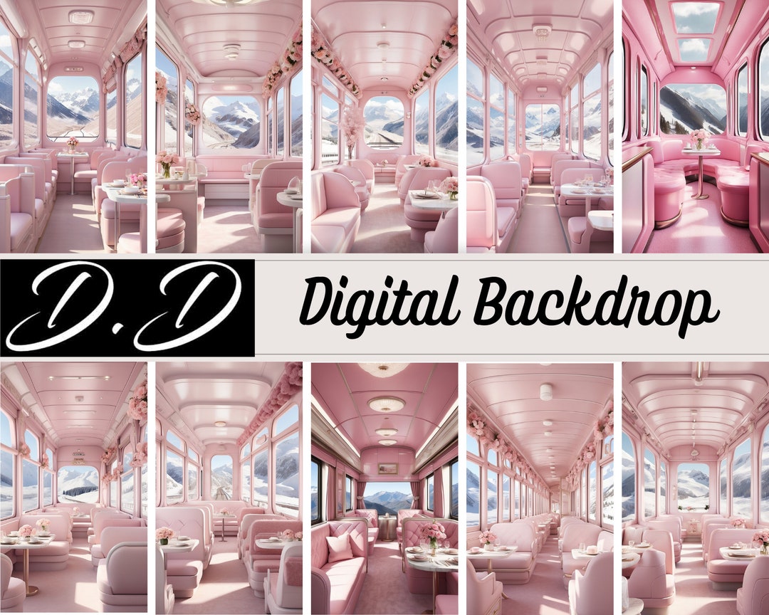 Digital Backdrop Pink Train Interior Vintage Travel-themed Photo ...