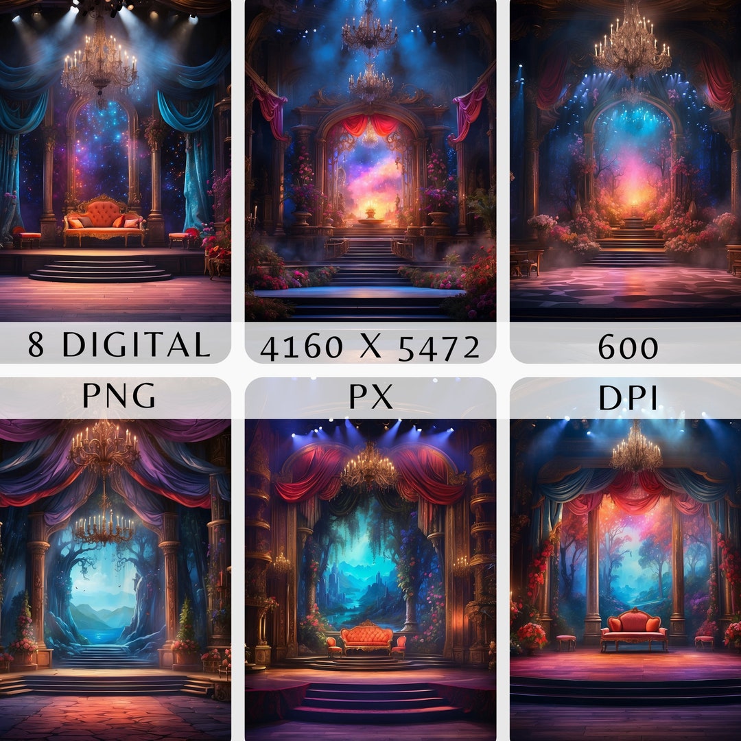 Enchanting Fairy Tale Stage Backdrop - Magical Forest & Starry Night ...