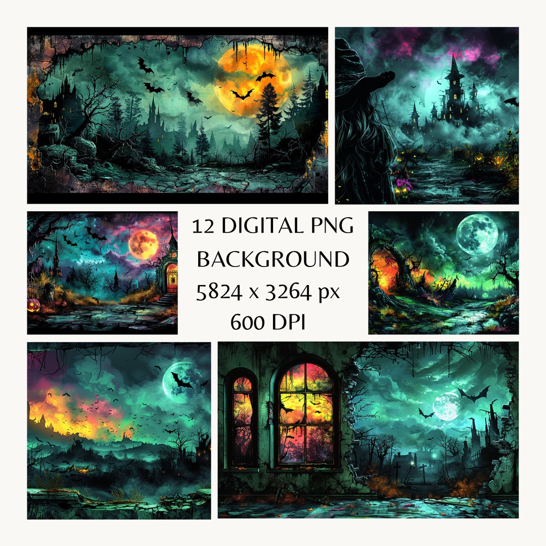 Halloween Digital Backdrop,spooky Halloween Graveyard Digital Backdrop ...