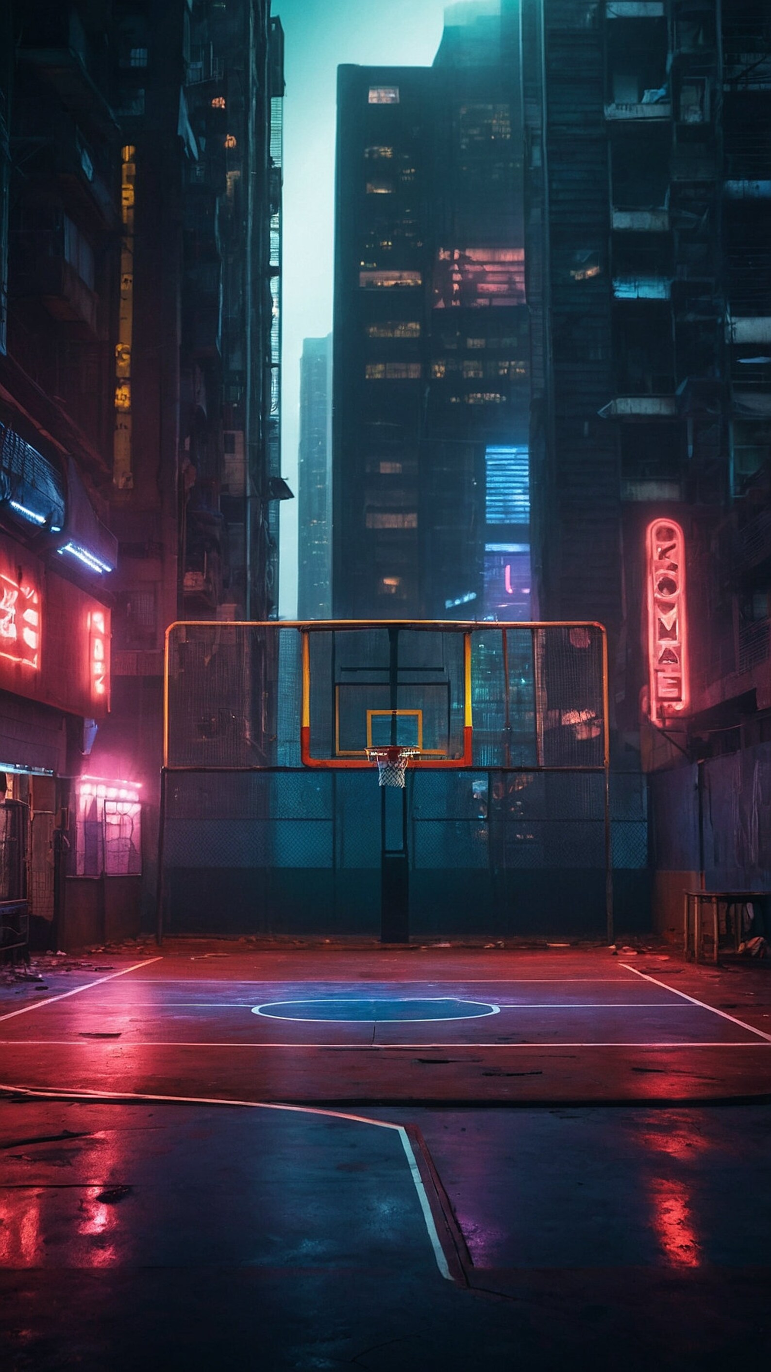 Basketball Court Digital Background | Cyberpunk Sports Overlay ...