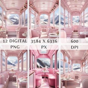 Digital Backdrop Pink Train Interior | Vintage Travel-themed Photo ...