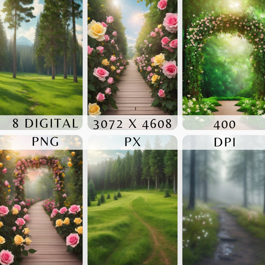 Enchanting Forest Path Digital Backgrounds for Photoshop - Ideal for ...