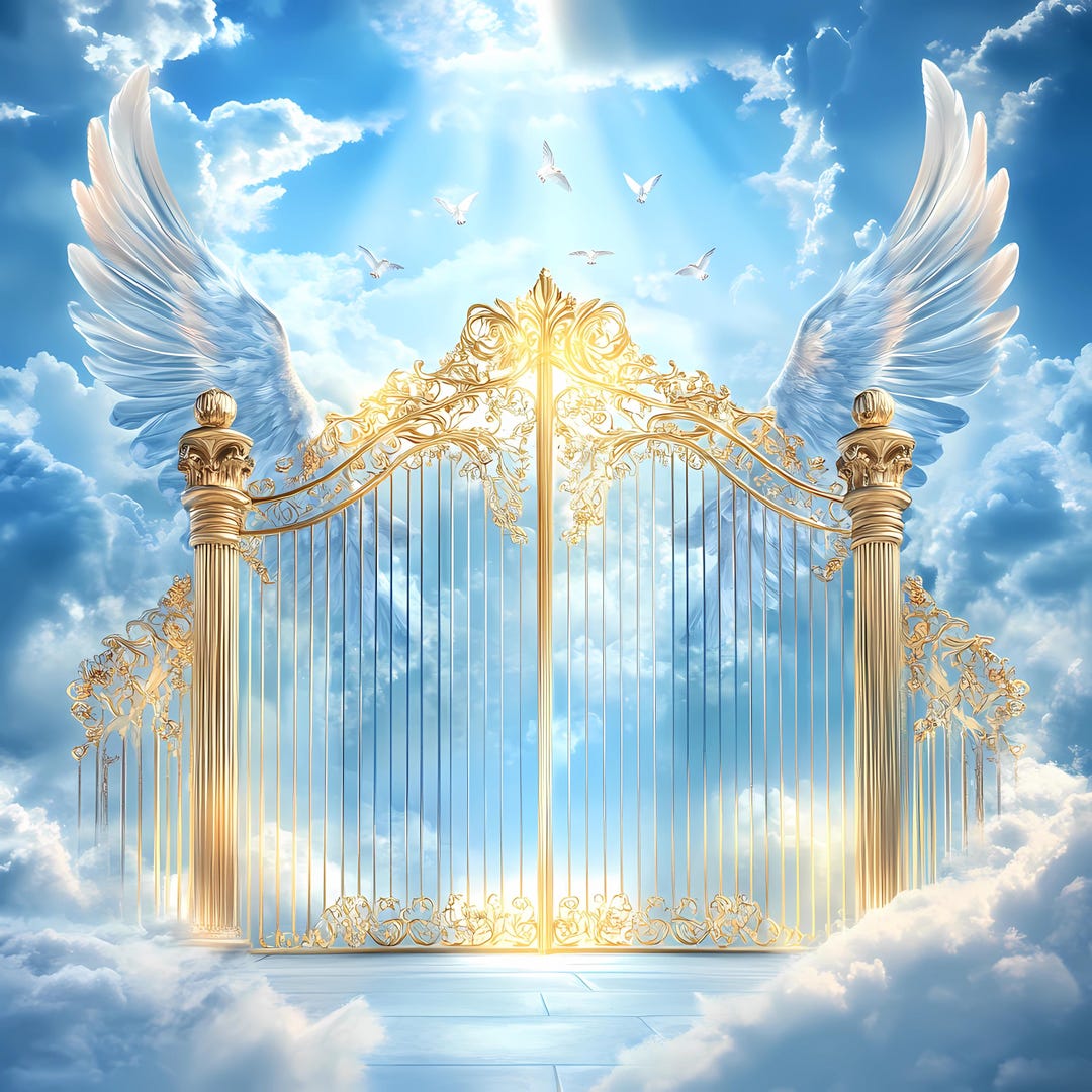 Heavenly Gates Funeral Program Background | Angelic Memorial Digital ...