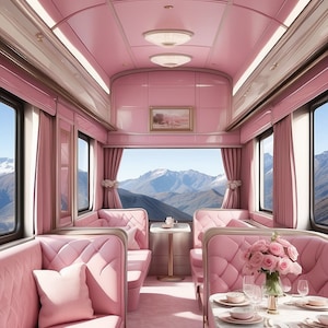 Digital Backdrop Pink Train Interior | Vintage Travel-themed Photo ...