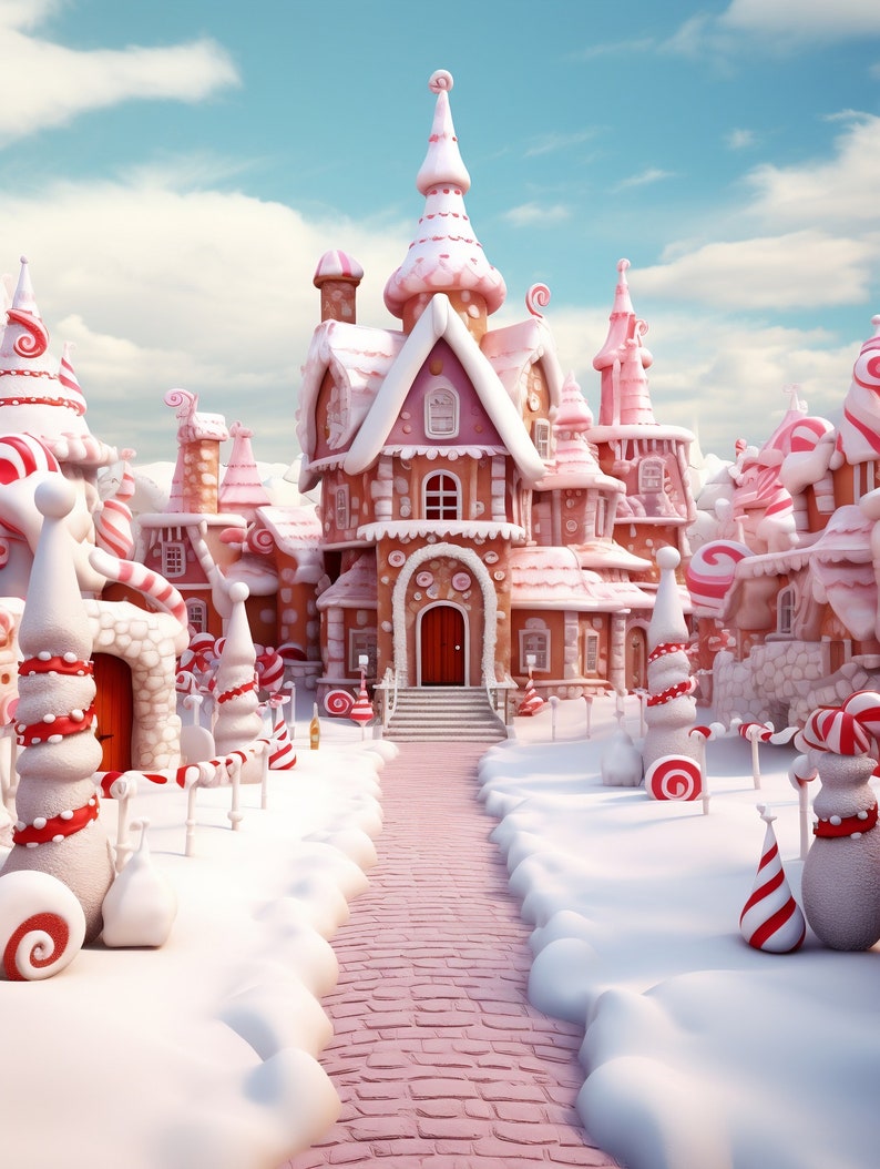Christmas Candy Land Backdrop | Festive High-resolution Digital ...
