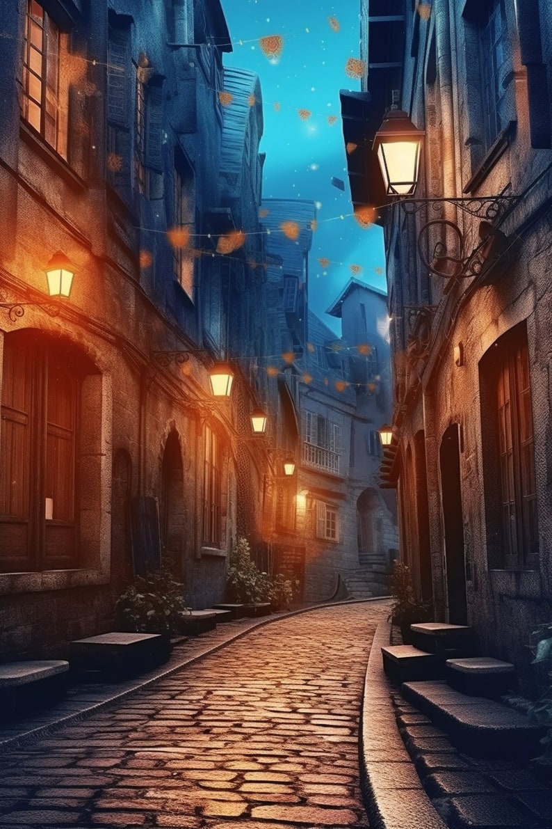 Digital Backdrop: Streets at Night Theme - Urban Cityscape, Neon Glow ...
