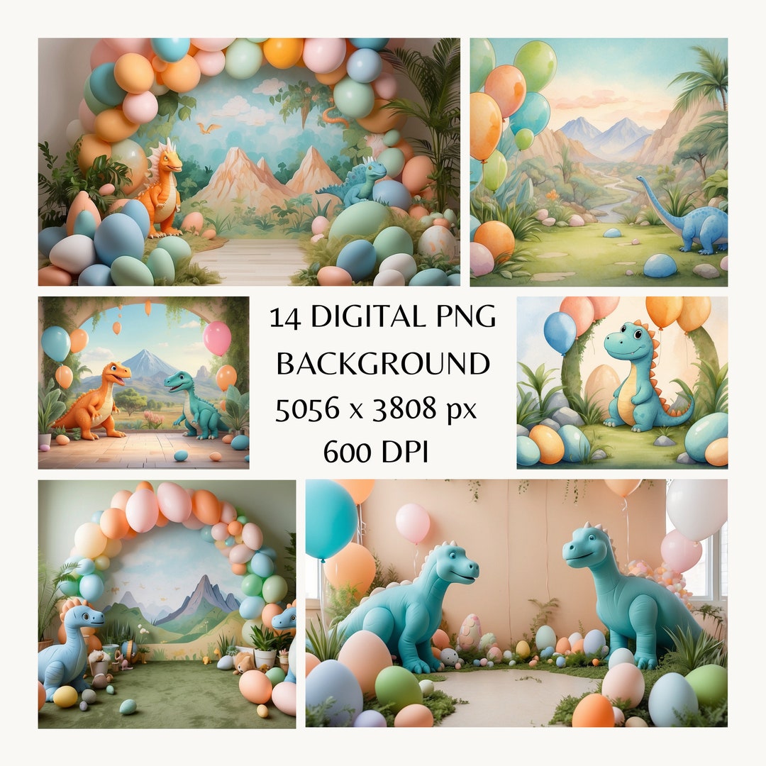 Adorable Dinosaur-themed Backdrops, Children’s Party Decor, Playful ...
