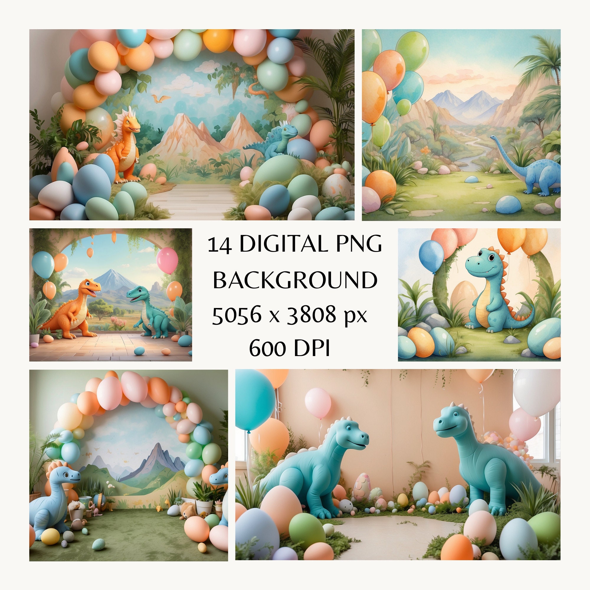 Adorable Dinosaur-themed Backdrops, Childrens Party Decor, Playful ...