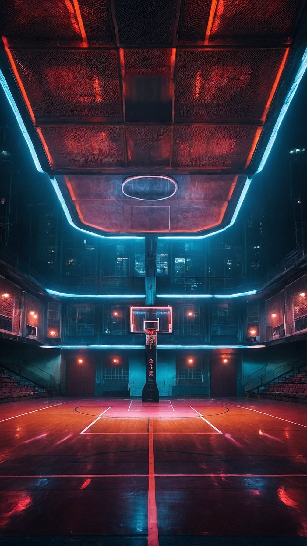 Basketball Court Digital Background | Cyberpunk Sports Overlay ...
