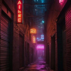 Digital Background Urban Alley | Flickering Neon Lights Overlay | Neon ...