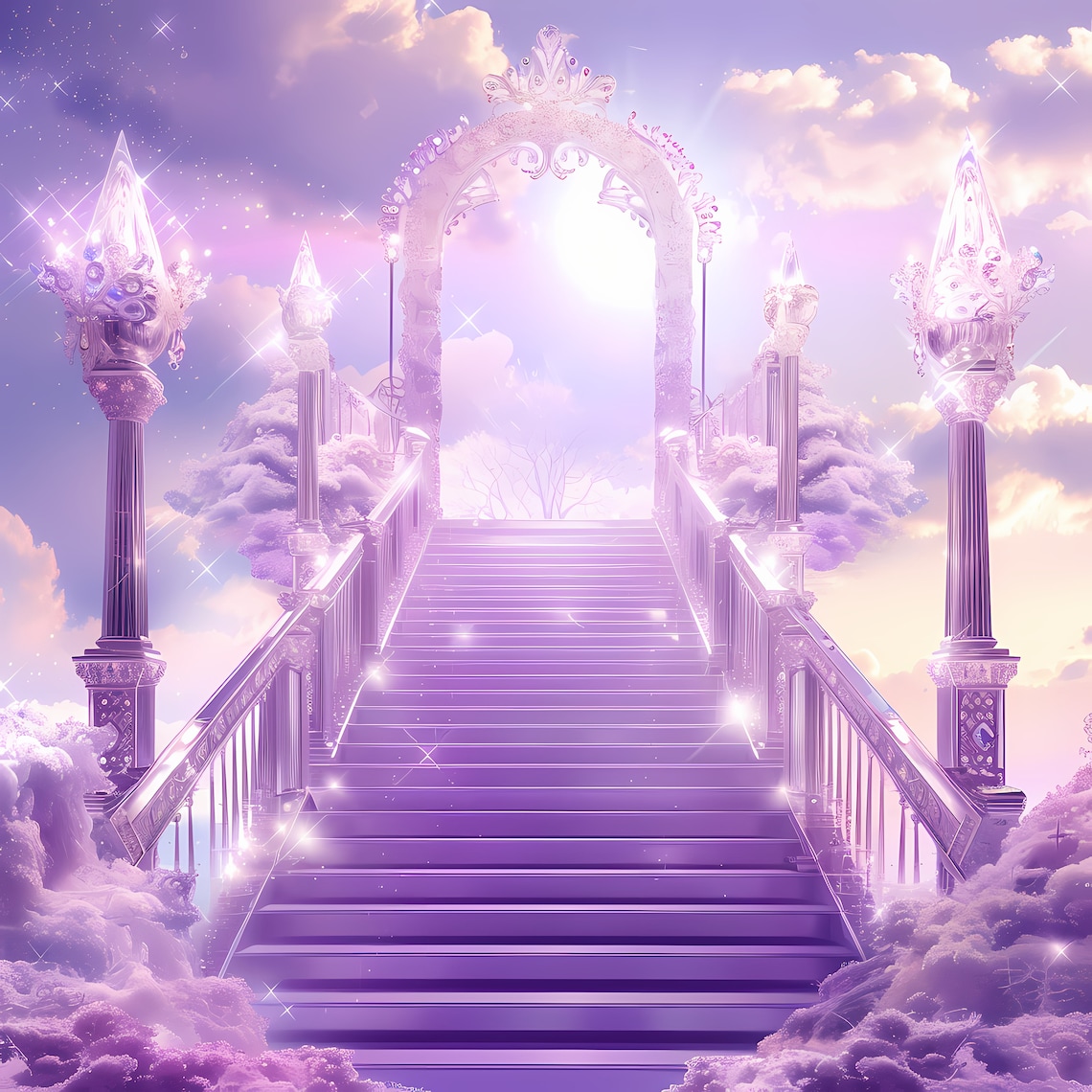 Digital Heavenly Staircase Backdrop for Memorial - High-resolution ...