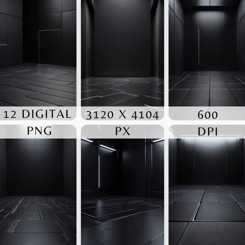 Digital Black Room Backdrop for Photography, Black Room Background ...