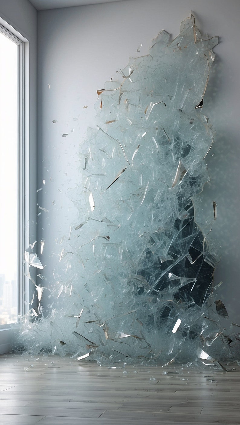 Broken Glass Wall Digital Backdrop | Dramatic Photo Overlay | Shattered ...