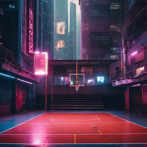 Basketball Court Digital Background | Cyberpunk Sports Overlay ...