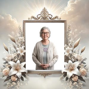 Elegant Memorial Frame Digital Design - White Lilies & Roses Funeral ...
