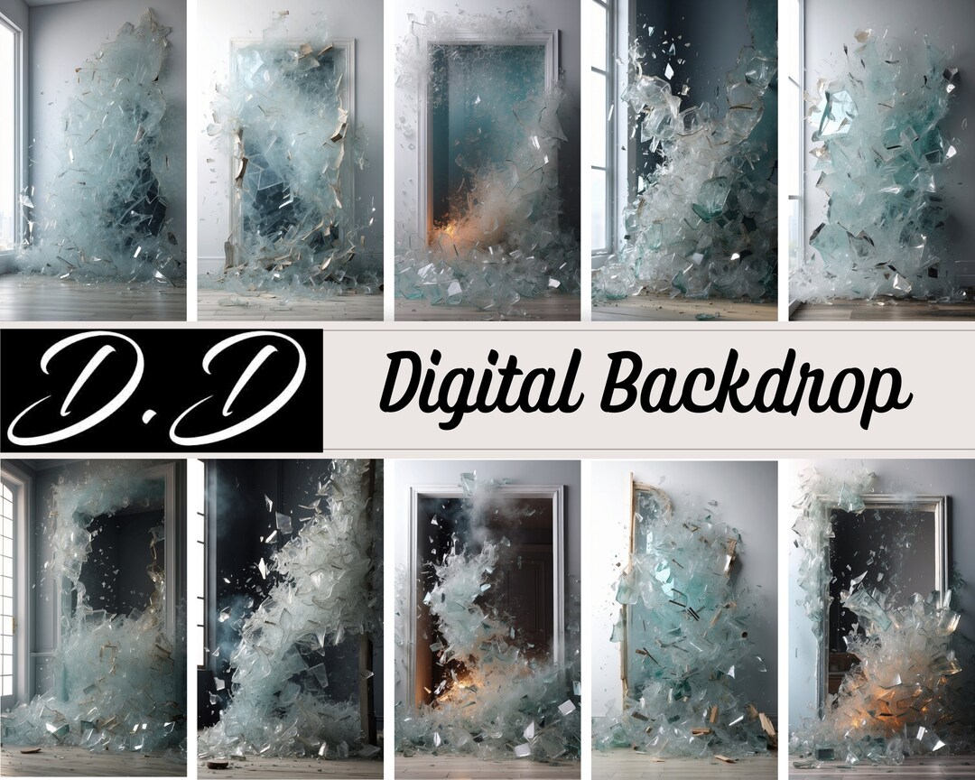 Broken Glass Wall Digital Backdrop Dramatic Photo Overlay Shattered ...