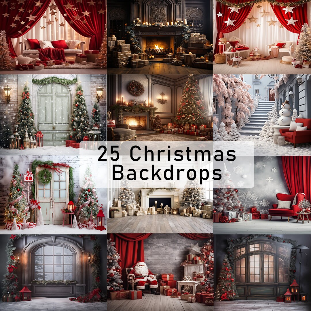 Christmas Digital Backdrop: Festive Holiday Background for Photoshop ...
