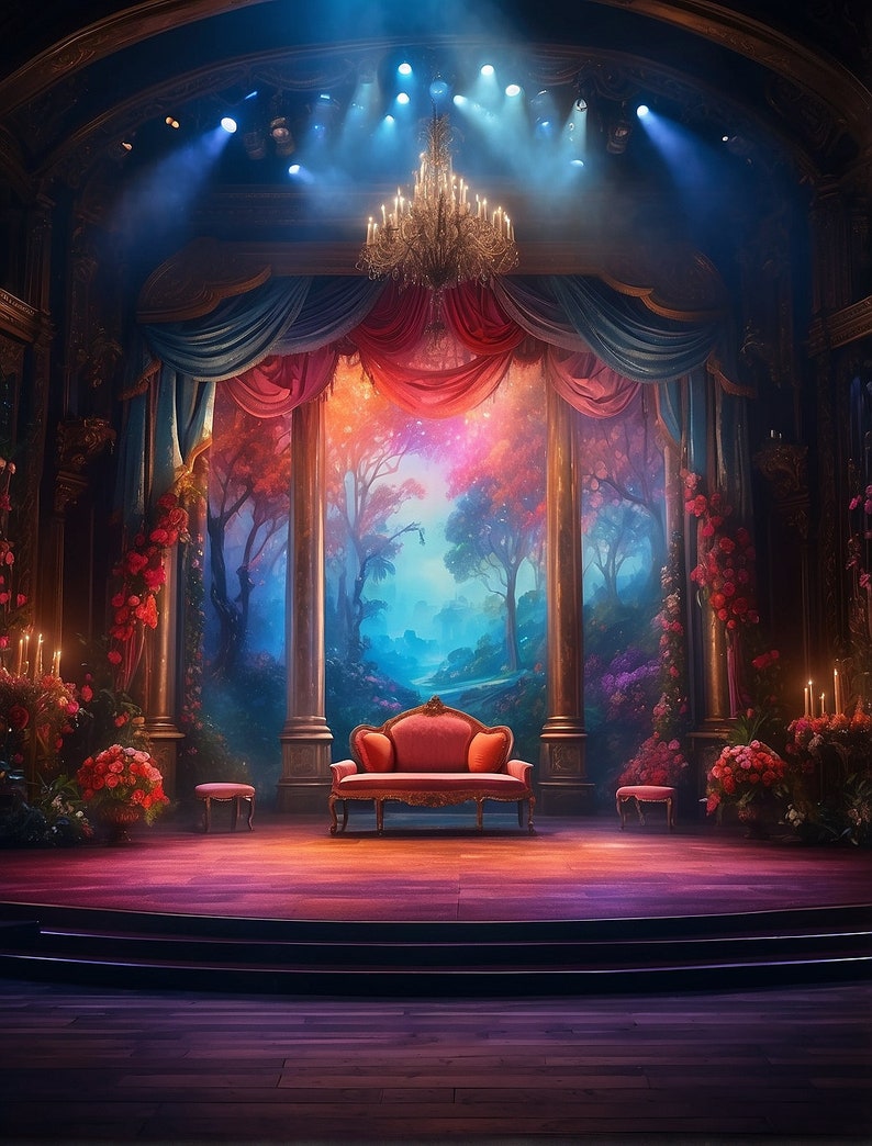 Enchanting Fairy Tale Stage Backdrop - Magical Forest & Starry Night ...
