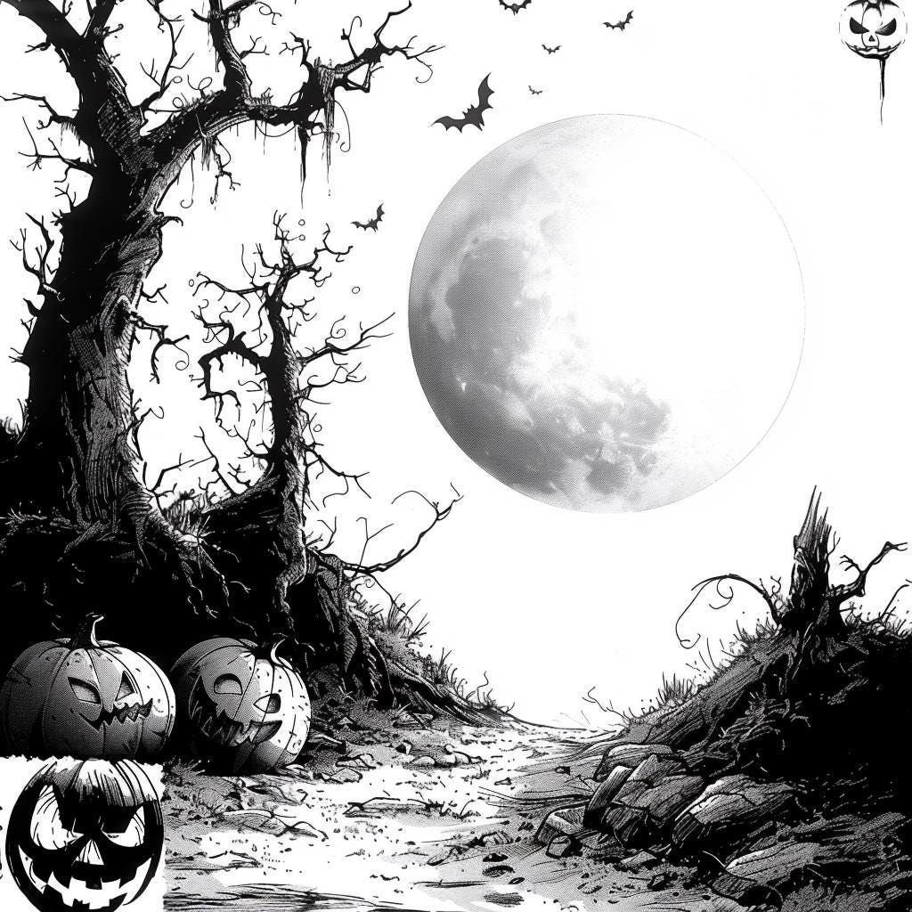 Spooky Halloween Graveyard Digital Backdrop for Photoshop With Jack-o ...