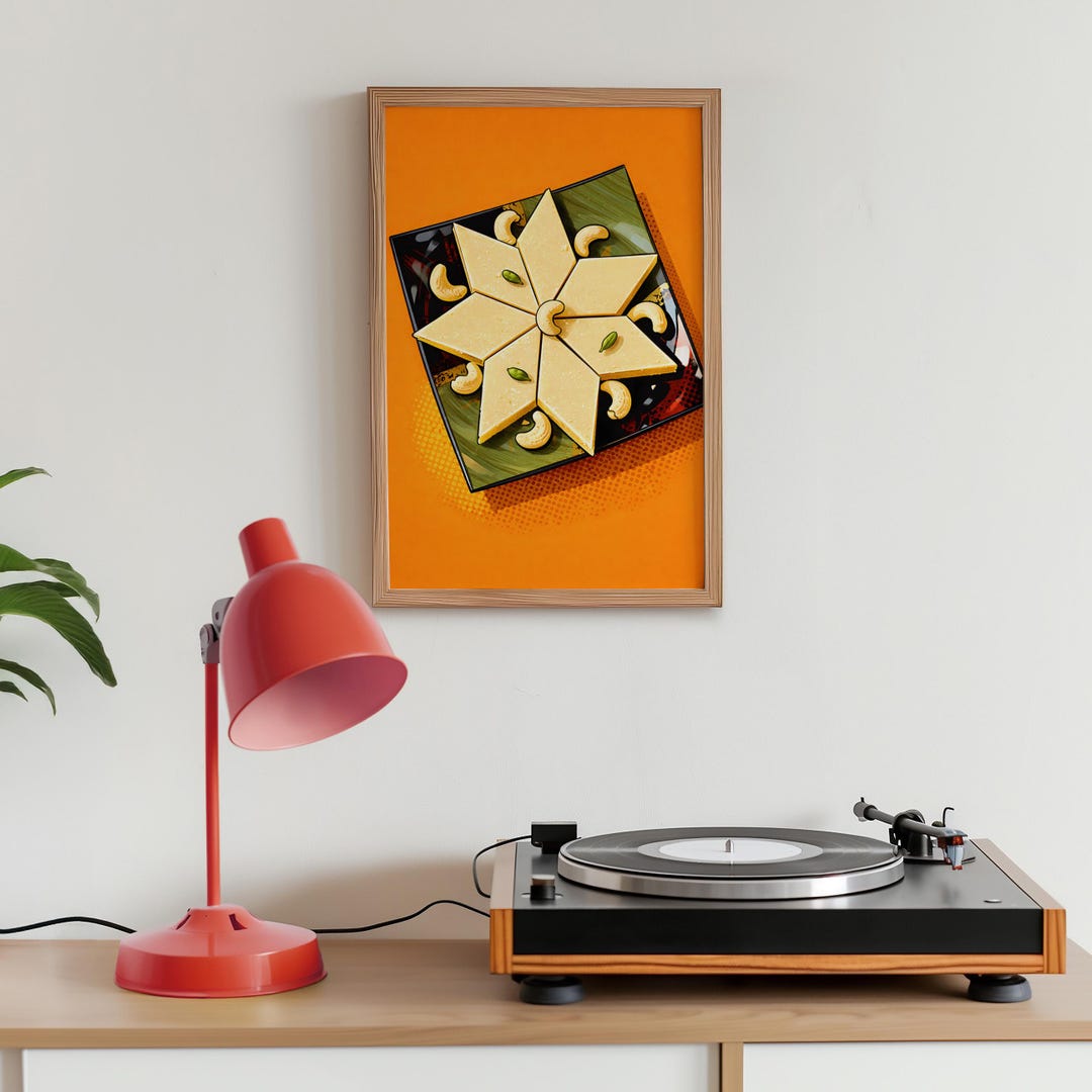 Kaju Katli Wall Art Print, Indian Mithai Poster, Traditional Diwali ...