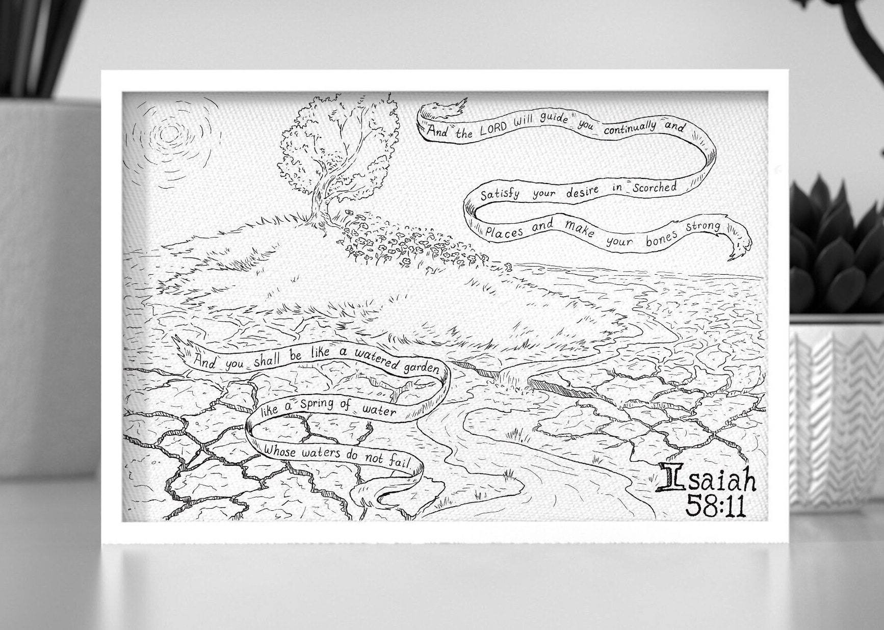 Isaiah 58:11 Colouring Page (black & White) - Etsy Australia