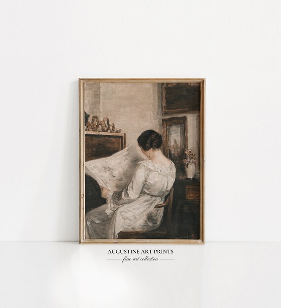 Woman Reading Newspaper Painting
