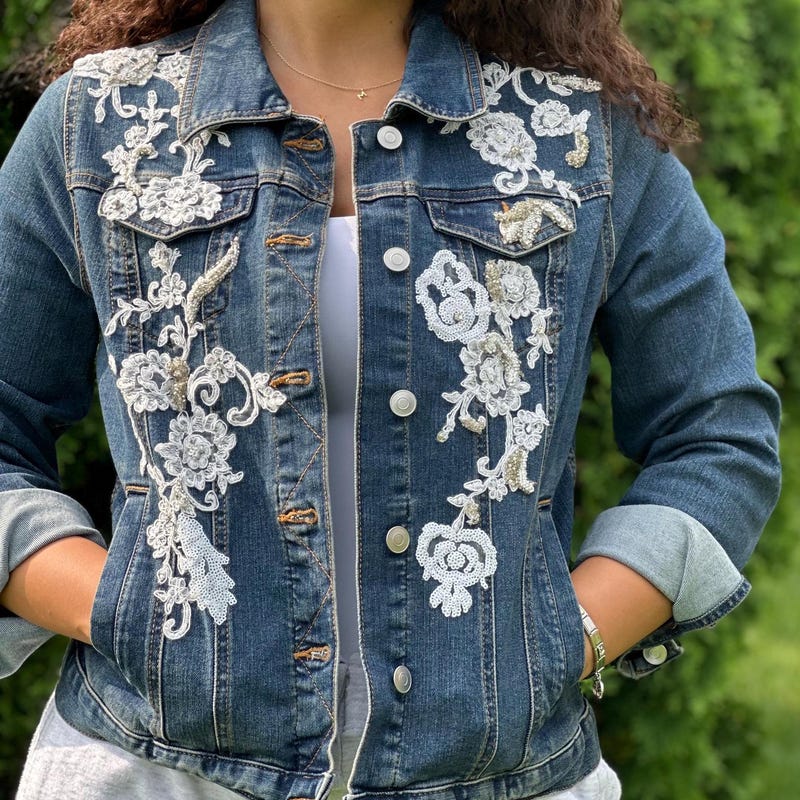 Denim Lace Jacket - Etsy