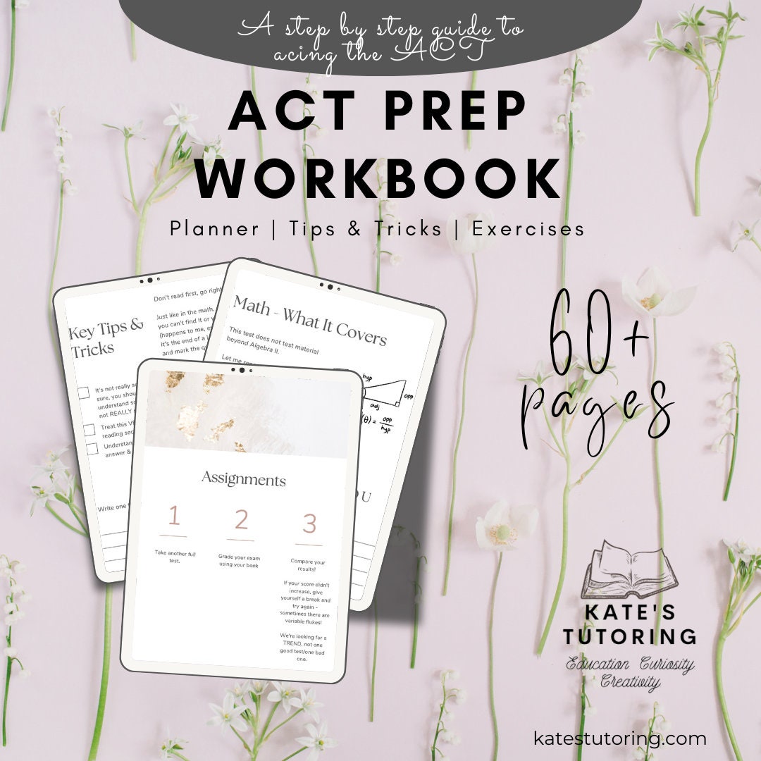 ACT Test Prep Workbook & Study Guide - Etsy