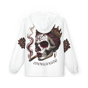 Centella NDOKI "skulls & Roses" Palo Mayombe White Stylish Windbreaker ...