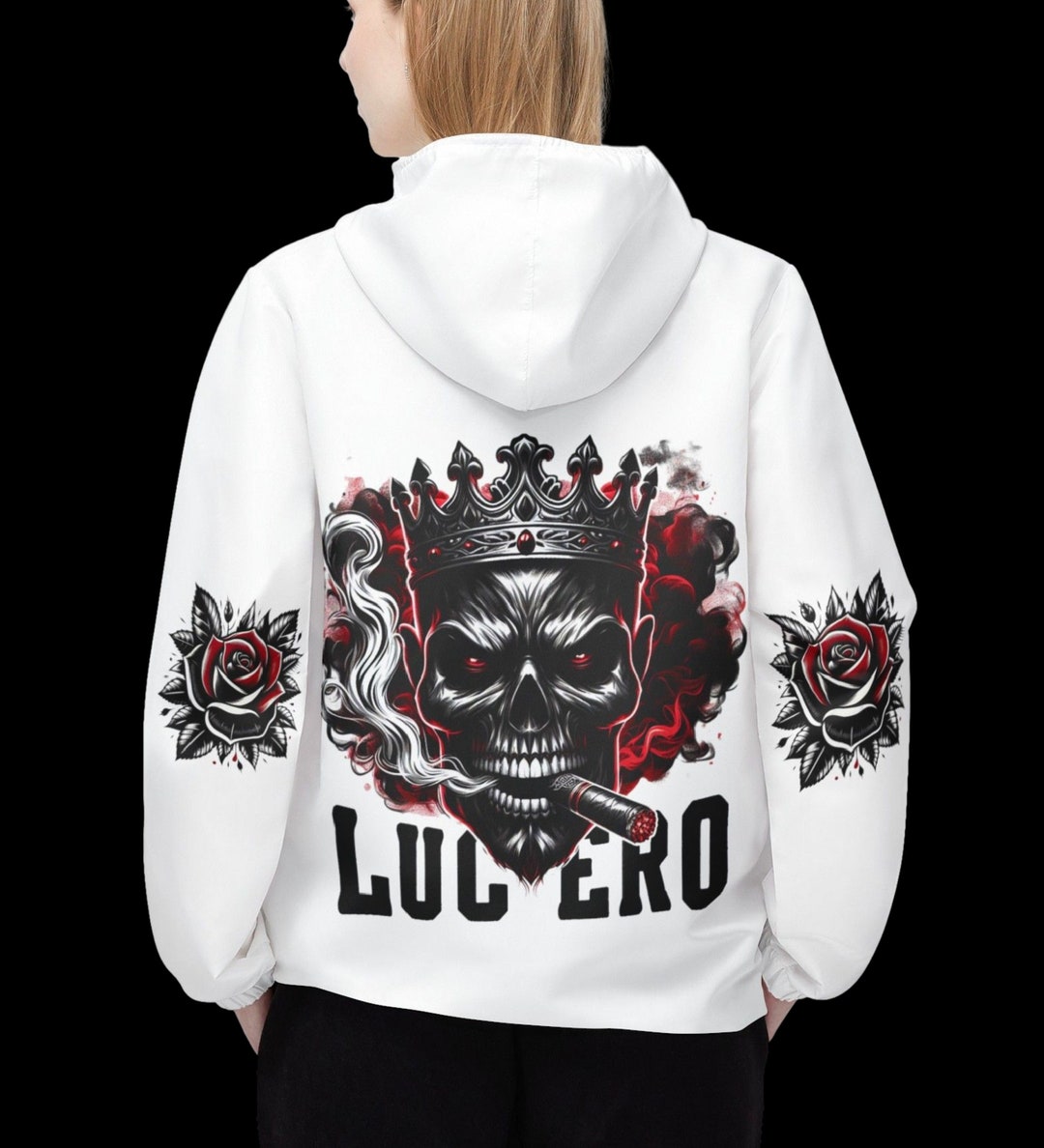 LUCERO "skulls & Roses" Palo Mayombe White Windbreaker Jacket! Somos ...