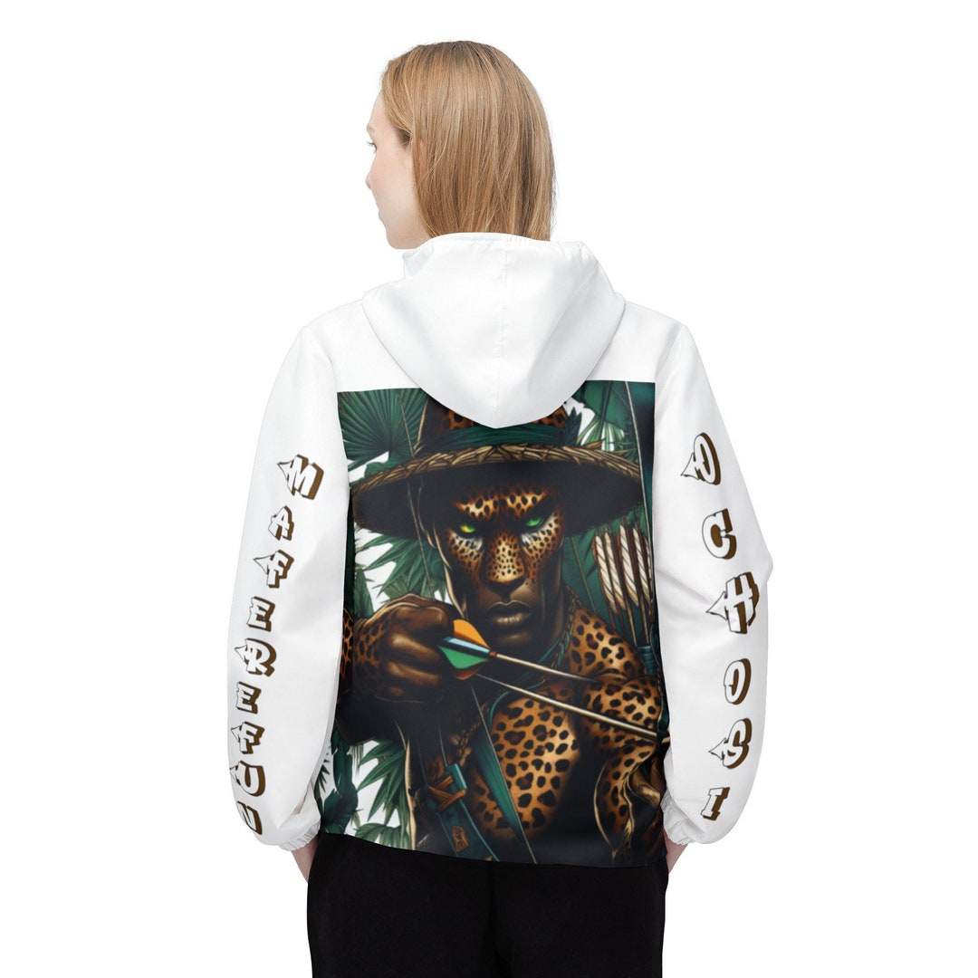 Orisha OCHOSI the Leopard Hunter Ashe, White Windbreaker Jacket ...