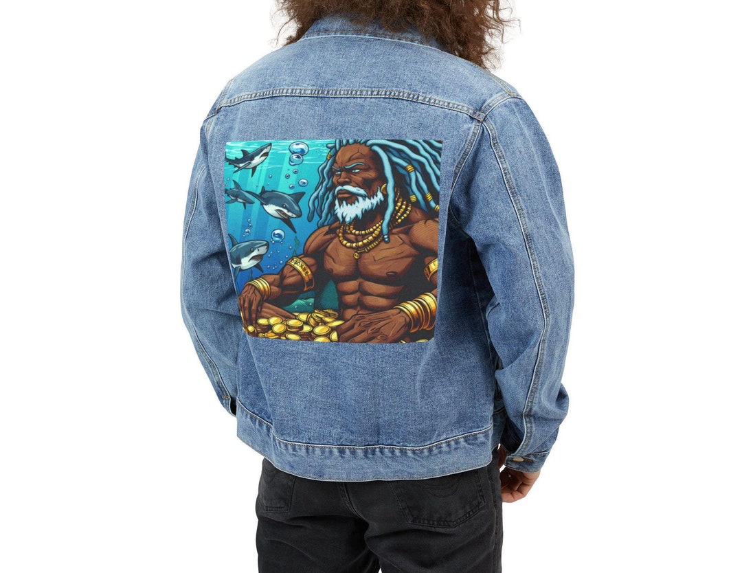 Orisha OLOKUN Denim Pop Art Jean Jacket! Gift for Godparent or Devotee ...