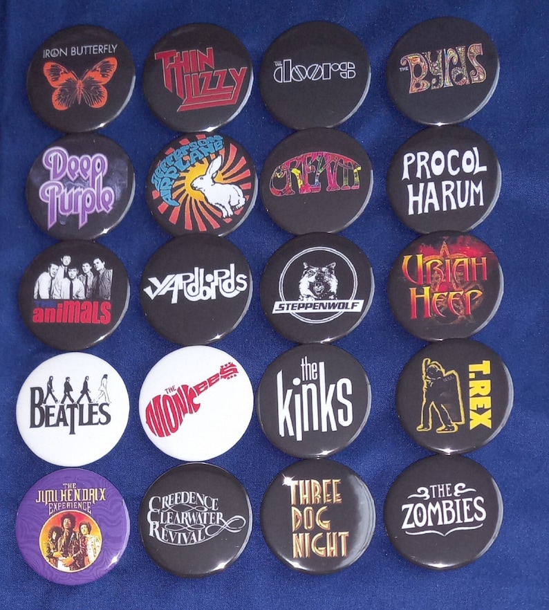 Classic Rock Bands 2 1 1/2 Pinback Buttons custom - Etsy